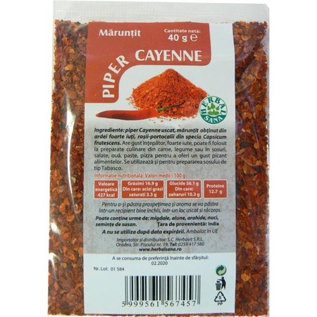 Piper Cayenne Maruntit 40gr Herbavit - eMAG.ro