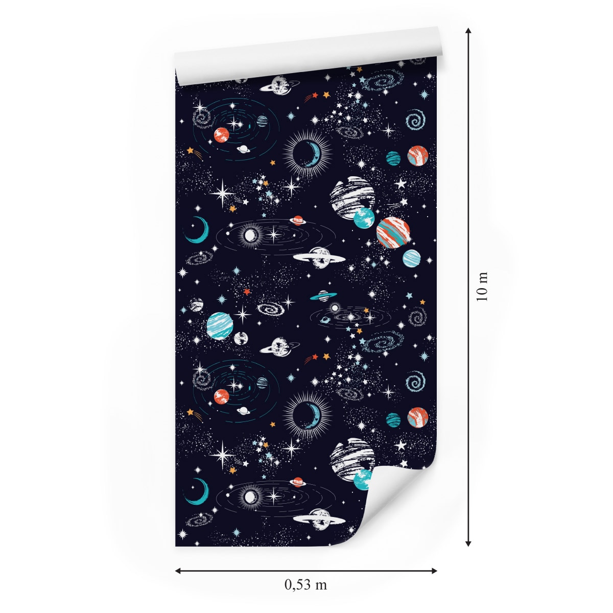 Tapet planete univers stele pentru camera baiatului 53cm x 10m Vlies ...