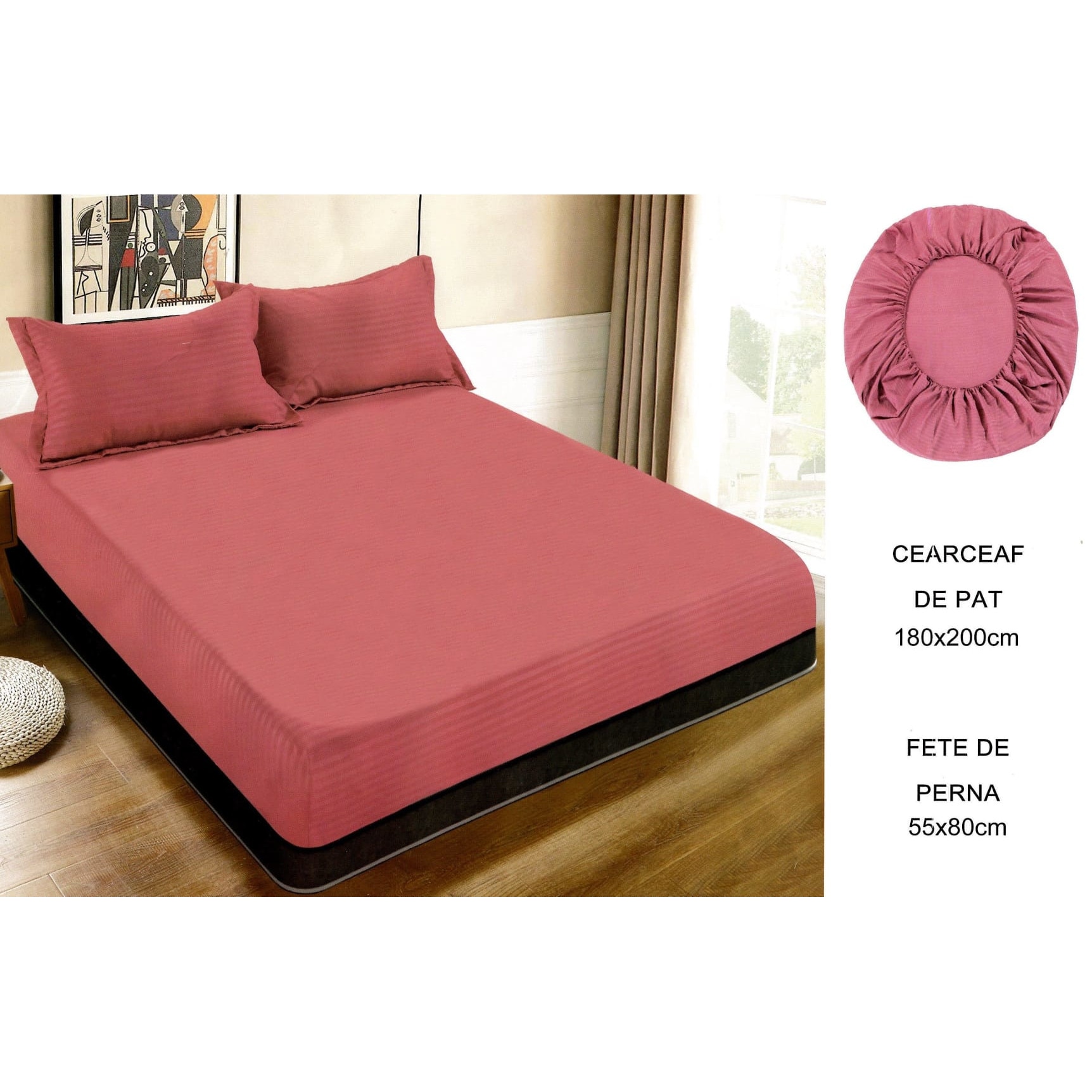 Set husa pat cu elastic si 2 fete de perna,180x200 cm, Somon - eMAG.ro