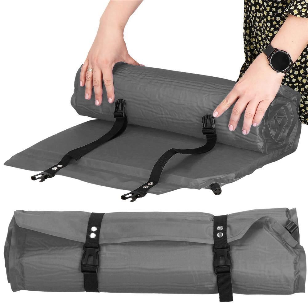 Saltea camping auto-gonflabila, poliester si spuma PU, gri, 186x53 cm ...