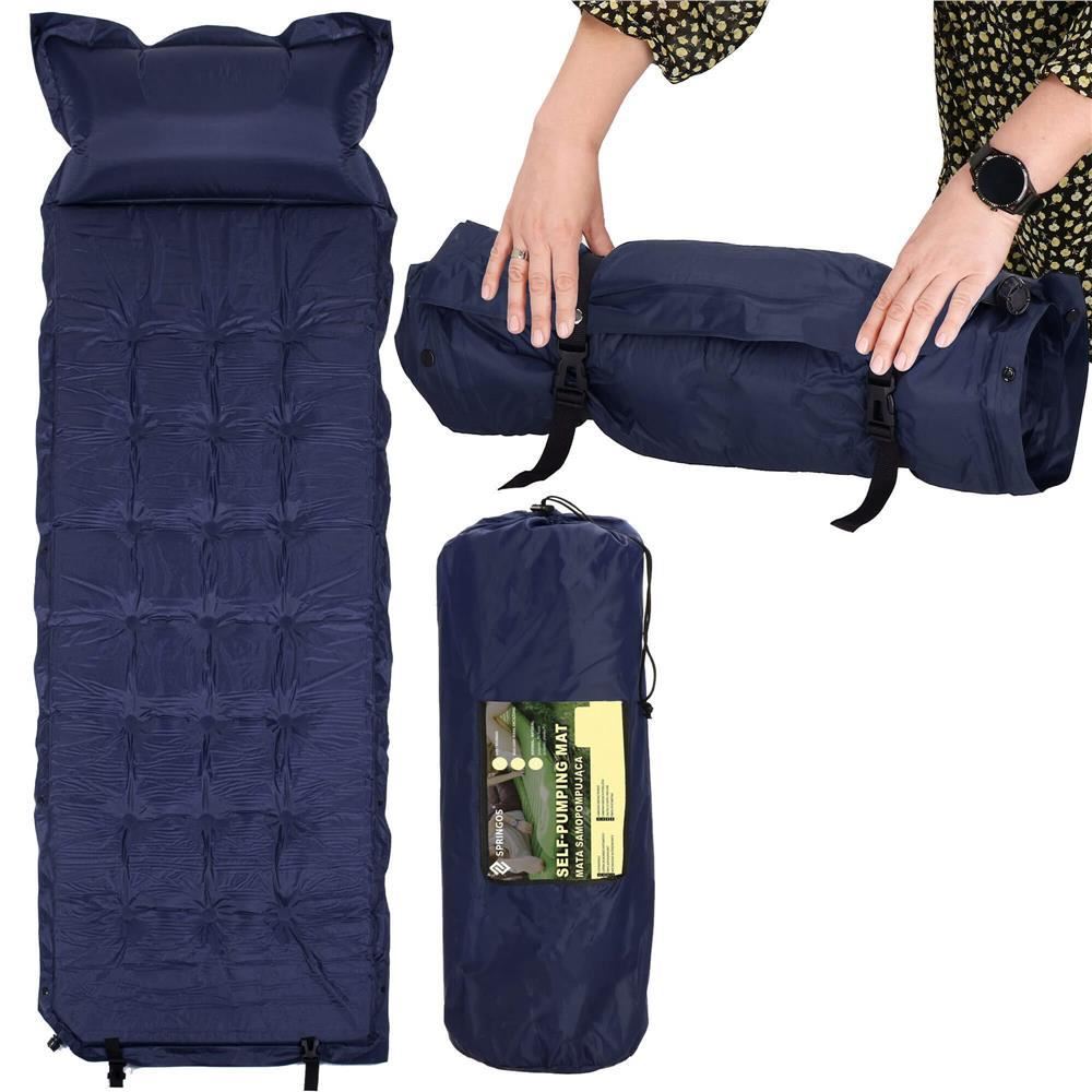 Saltea camping auto-gonflabila, matlasata, poliester si spuma PU ...