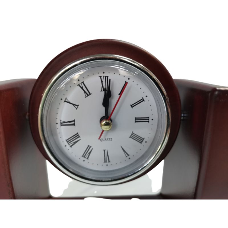 Ceas birou cu suport pentru carti de vizita si stilouri 13x20x5 cm ...