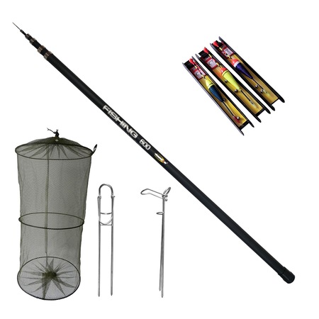 Set undita Fishing 6 m, juvelnic, 3 linii si suport pentru undita - eMAG.ro