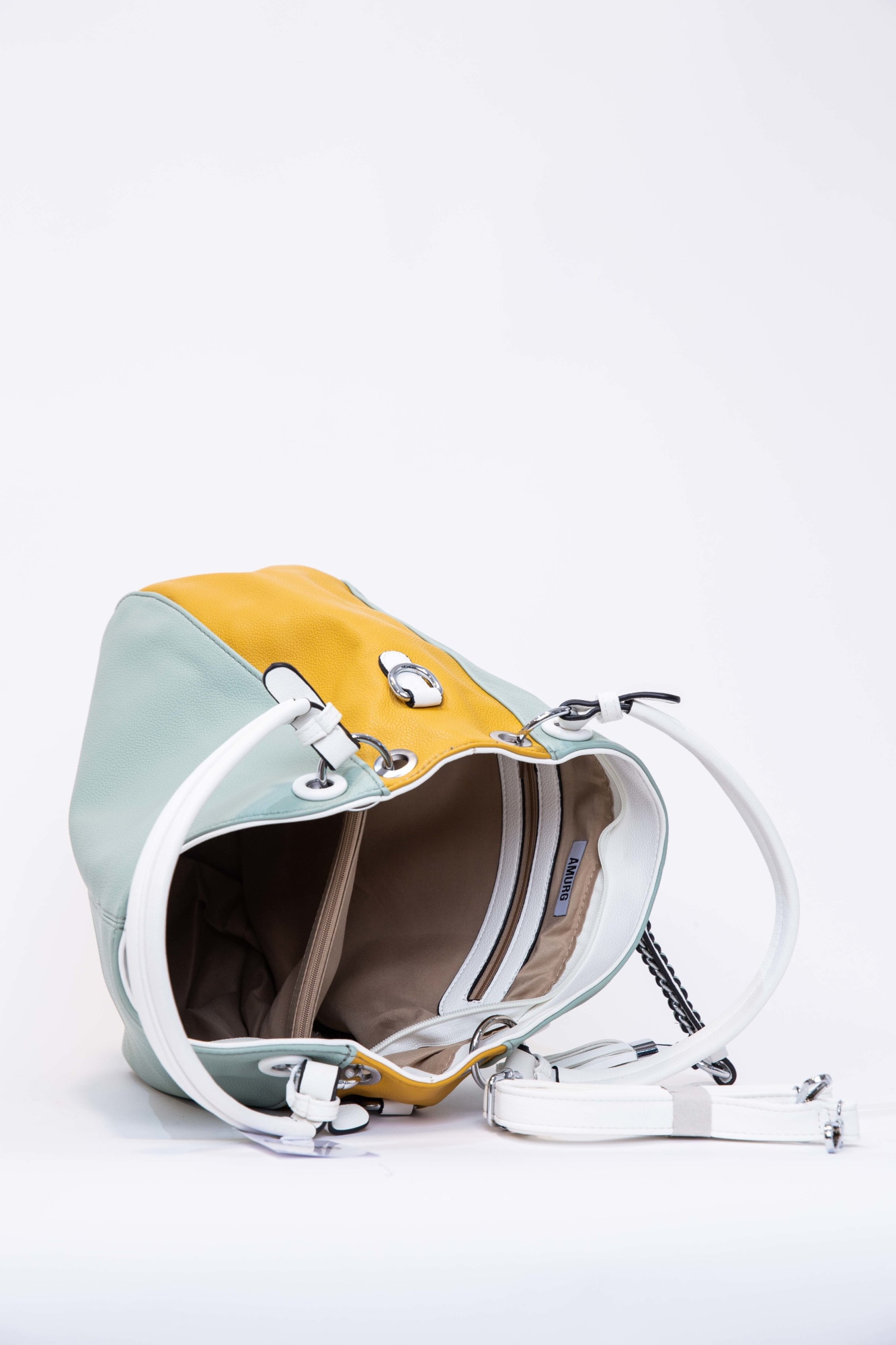 Geanta dama, colorata, verde, AMURG, dimensiune mare, din material usor ...