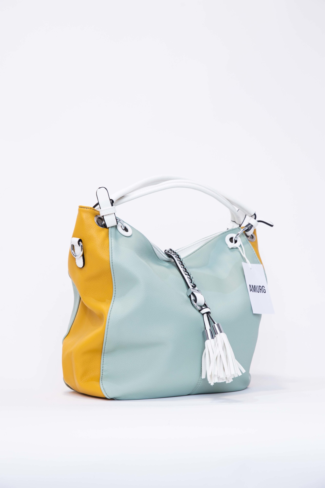 Geanta dama, colorata, verde, AMURG, dimensiune mare, din material usor ...