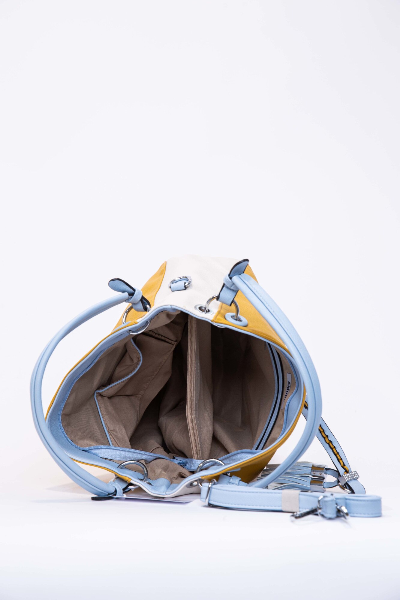 Geanta dama, colorata, galbena, AMURG, dimensiune mare, din material ...