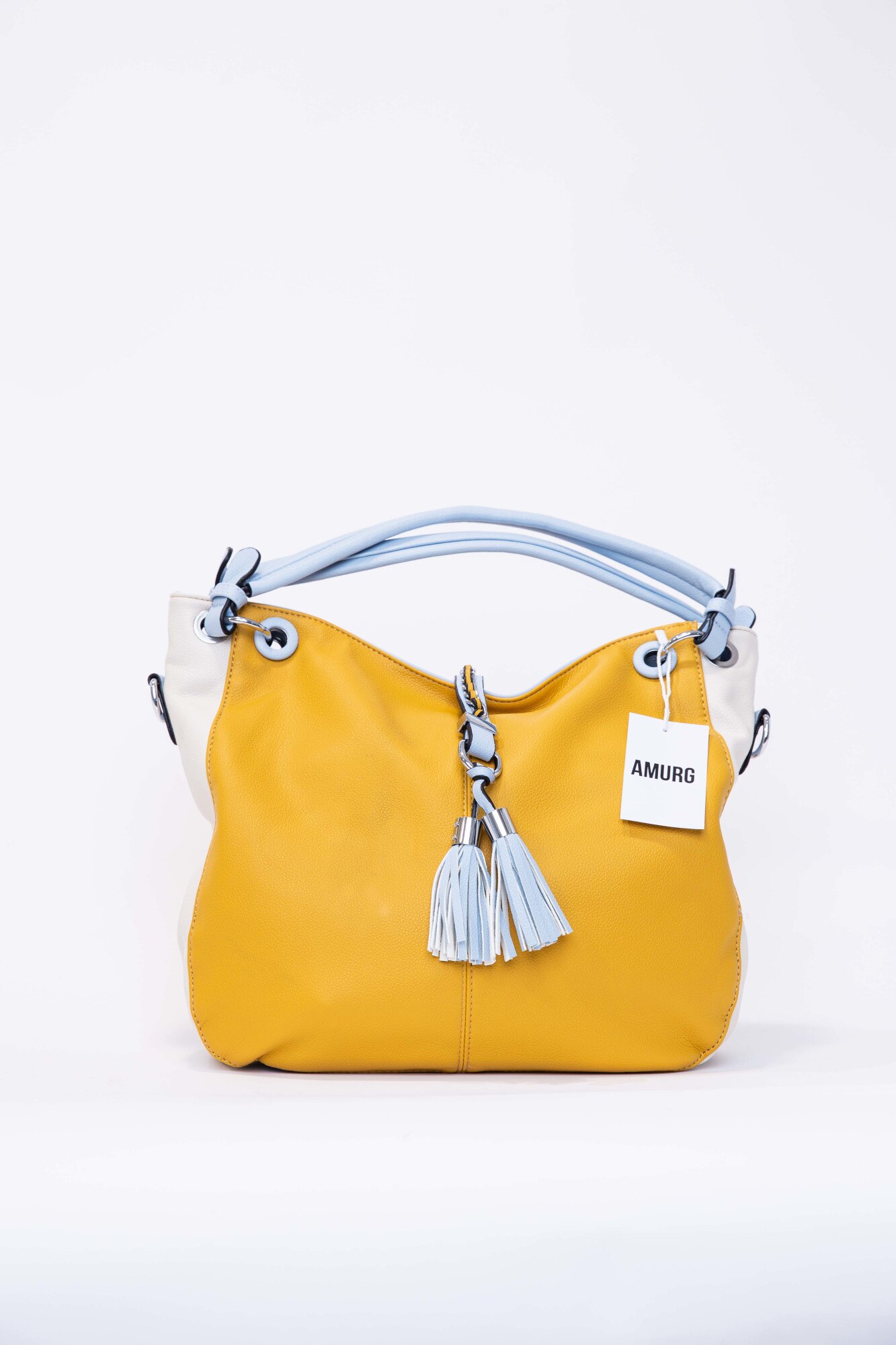 Geanta dama, colorata, galbena, AMURG, dimensiune mare, din material ...