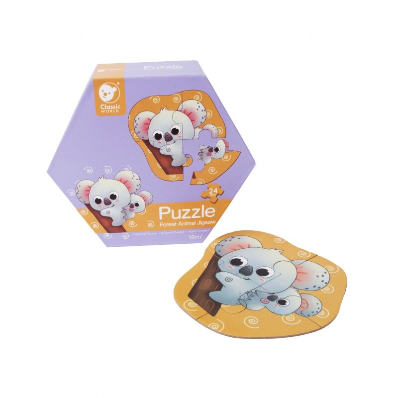 Puzzle din lemn, Animale salbatice, 24 elemente, CLASSIC WORLD - eMAG.ro