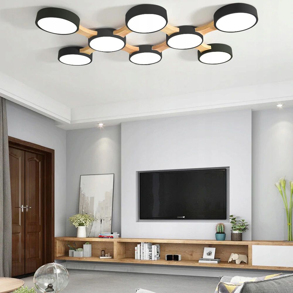 Plafoniera cu Telecomanda 8 surse Led 12W incorporate Sticla Metal ...