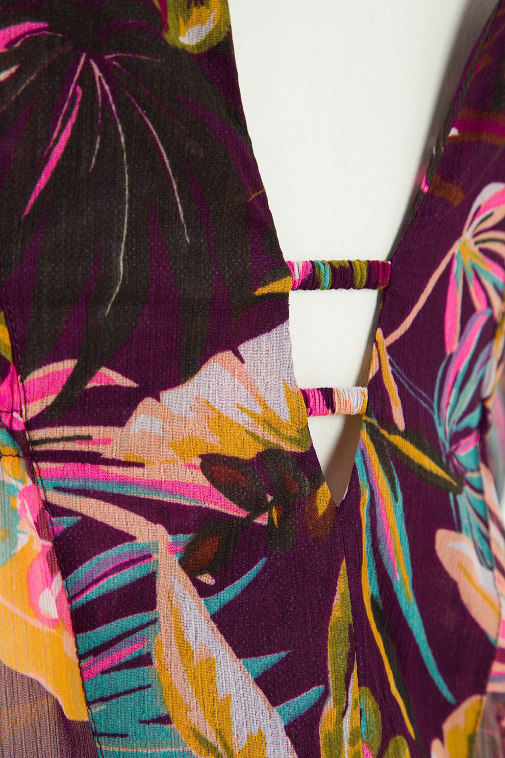 Penti, Pareo transparent cu imprimeu tropical, Multicolor, L - eMAG.ro