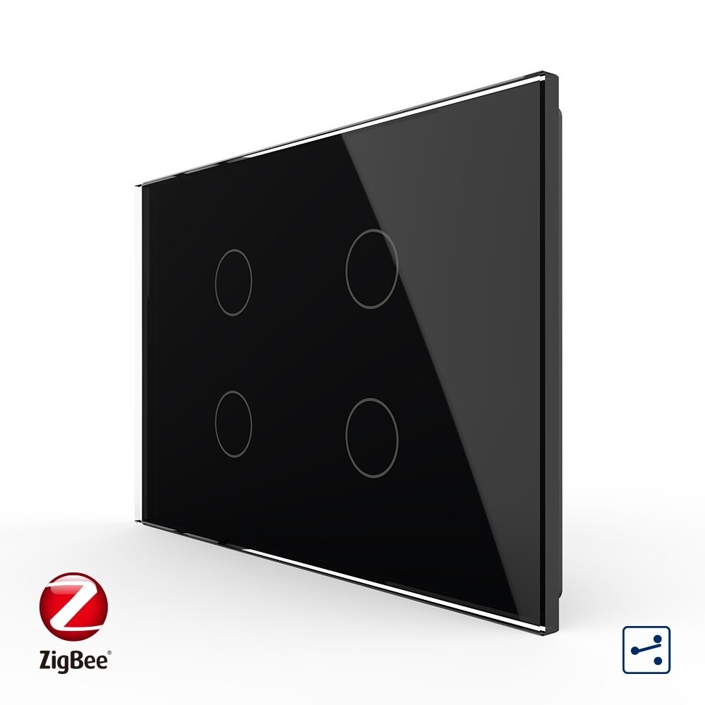 Intrerupator cvadruplu cap scara / cap cruce cu touch Livolo din sticla ...