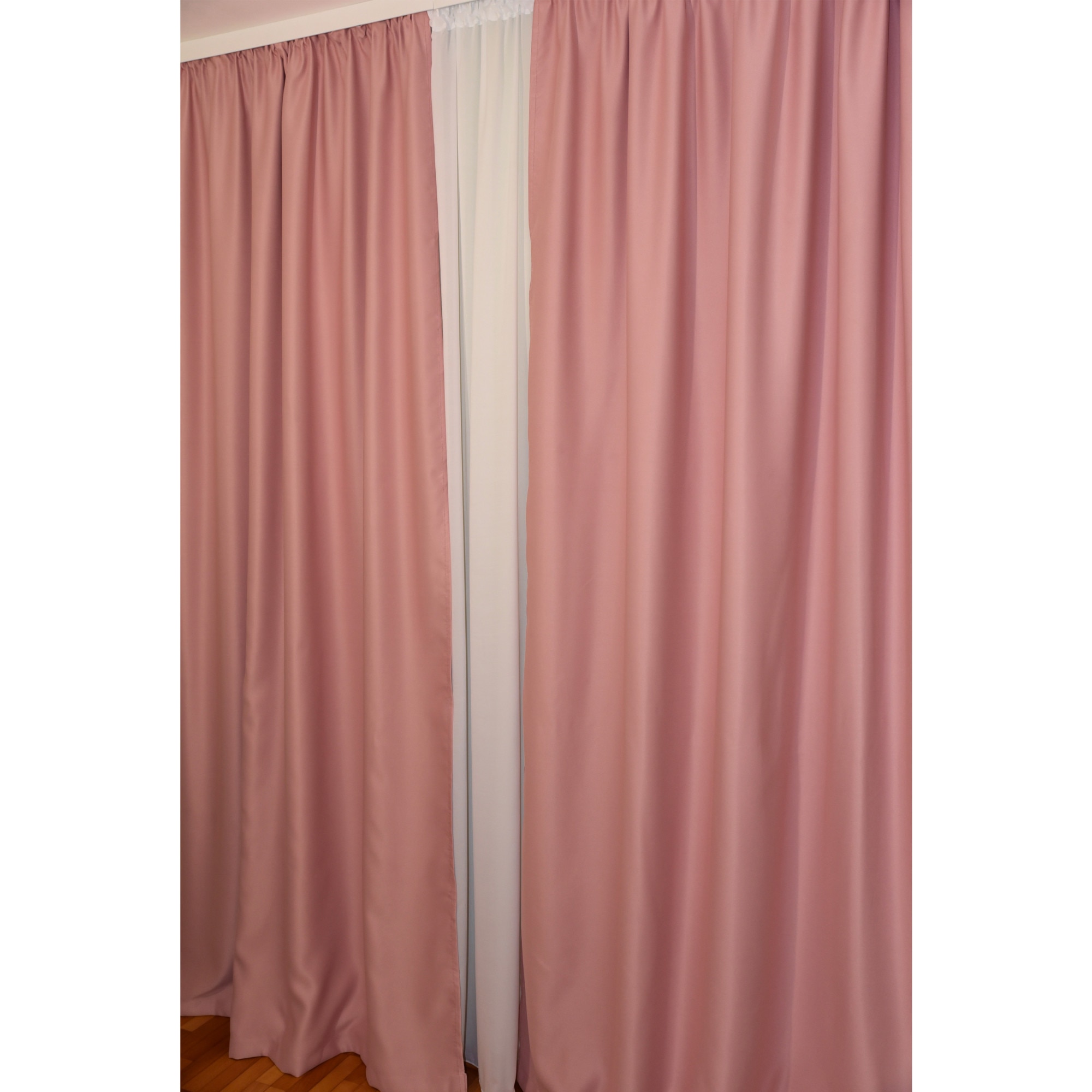 Set doua draperii Black-out Roz 2x350x260 cm, cu rejansa - eMAG.ro