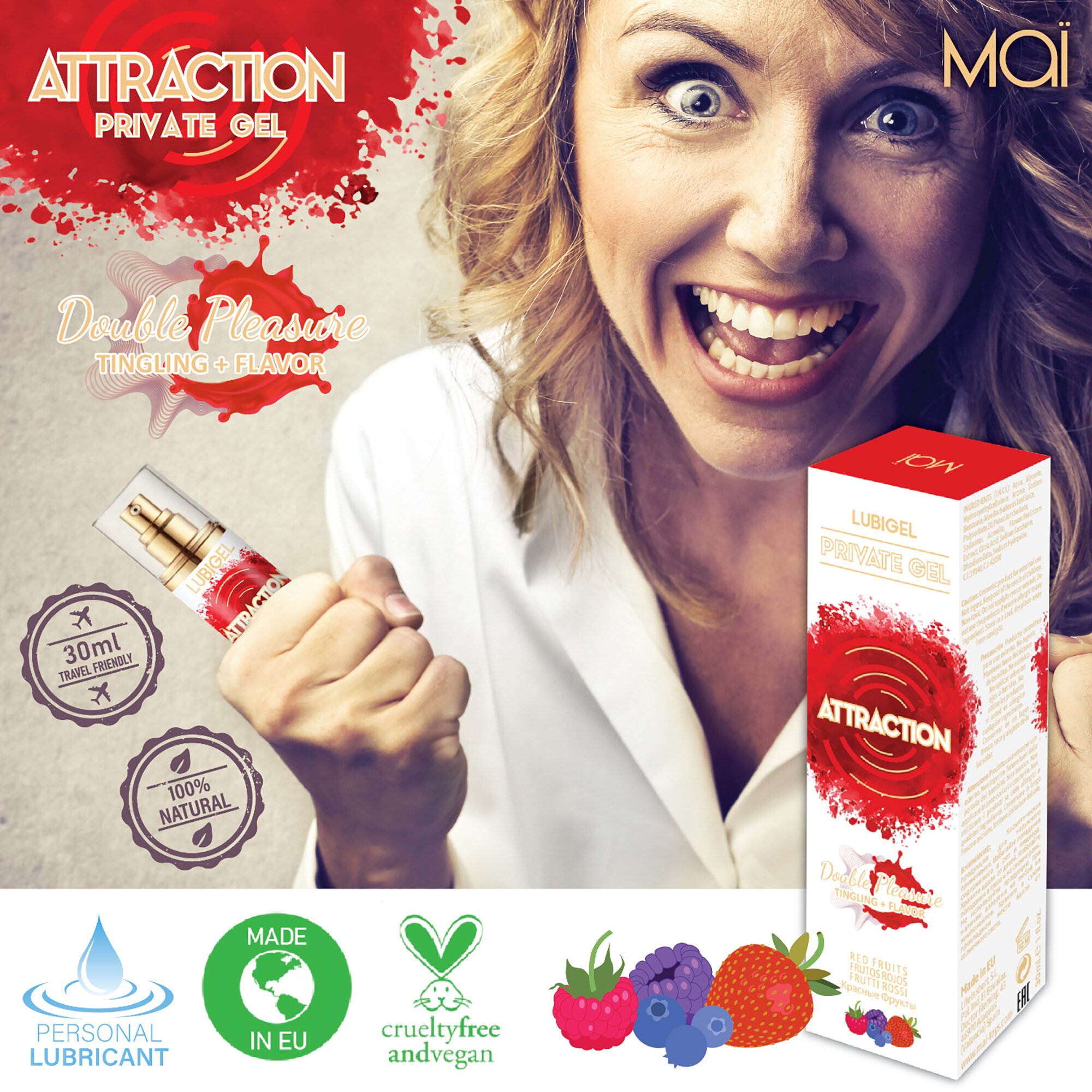 Lubrifiant, Attraction, Lubigel, Tingling Red Fruit, aroma fructe de ...
