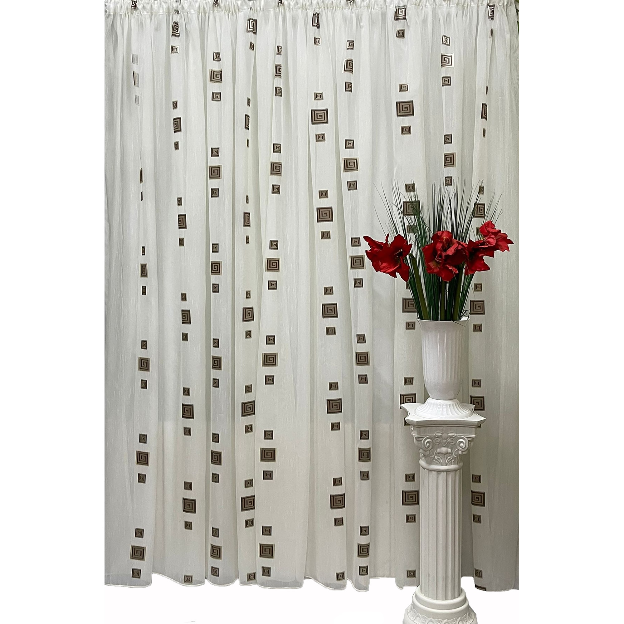 Perdea ivoire/maro, 600x245cm colectia "Square Geometry" cu rejansa by ...