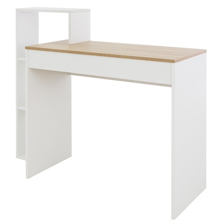 Birou alb cu polite integrate, ML Design, 110 x 91 x 40 cm, blatul cu ...