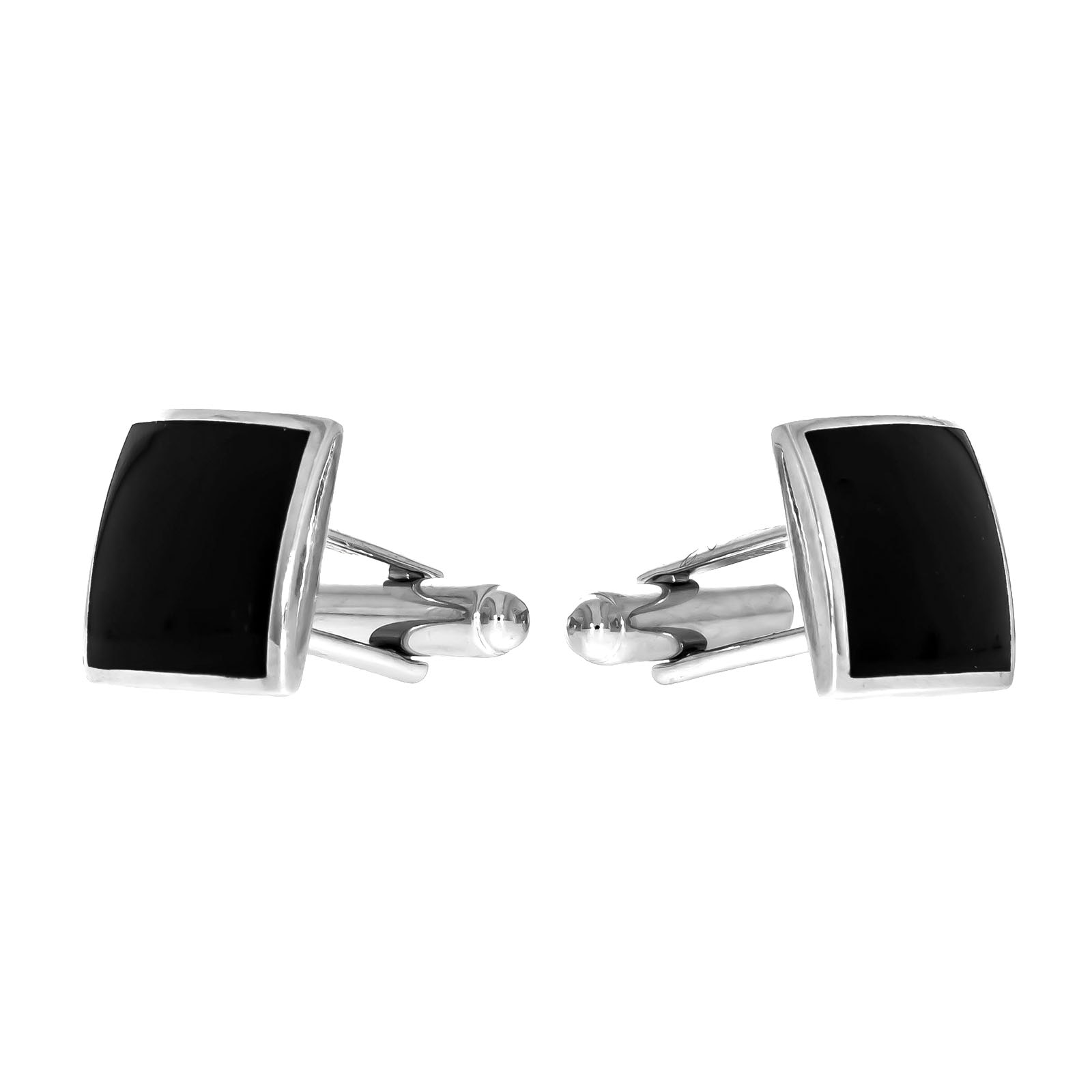 Butoni Argint Patrati cu Email Negru - eMAG.ro