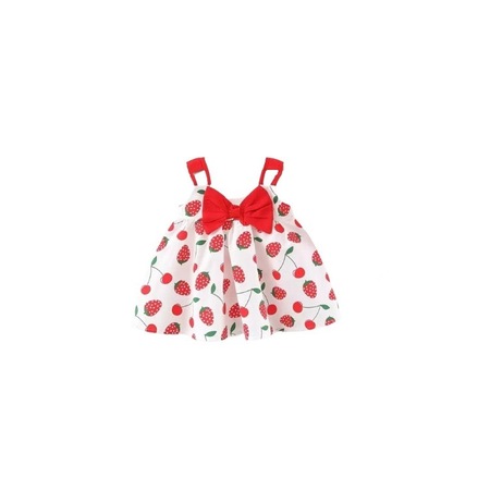 Set rochie eleganta si palarie, fete, alba cu imprimeu capsuni, 104-110 ...