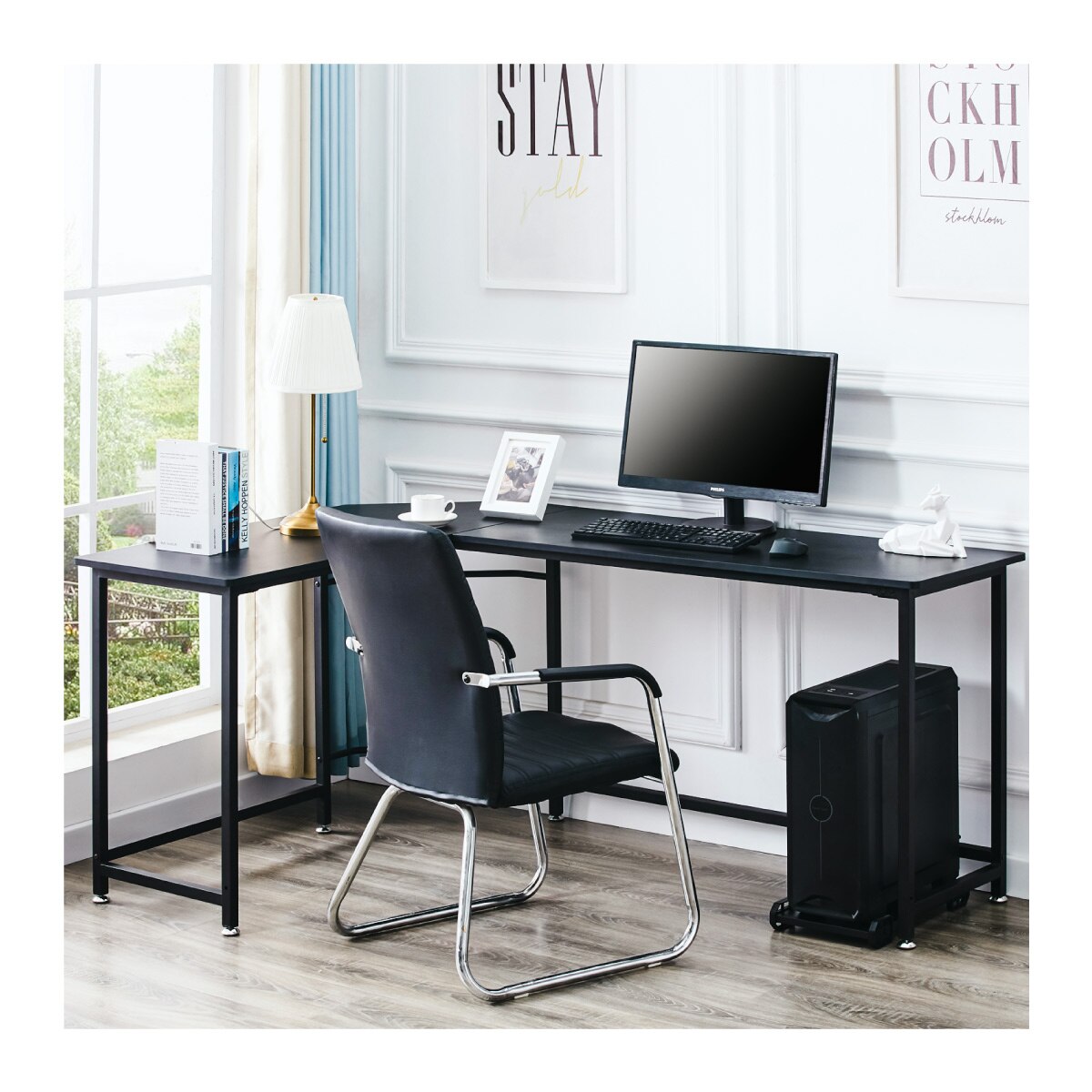 Birou pentru computer in forma de L, VASAGLE, birou de colt pentru ...