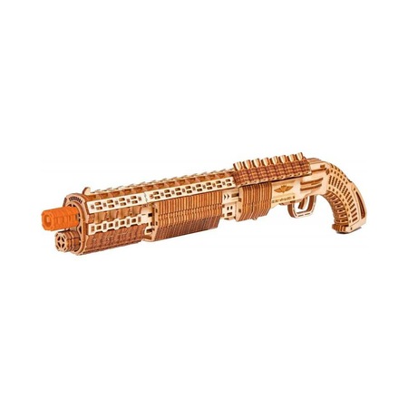 Puzzle 3D mecanic, Shotgun SG12, Wood Trick, lemn, 390 piese - eMAG.ro