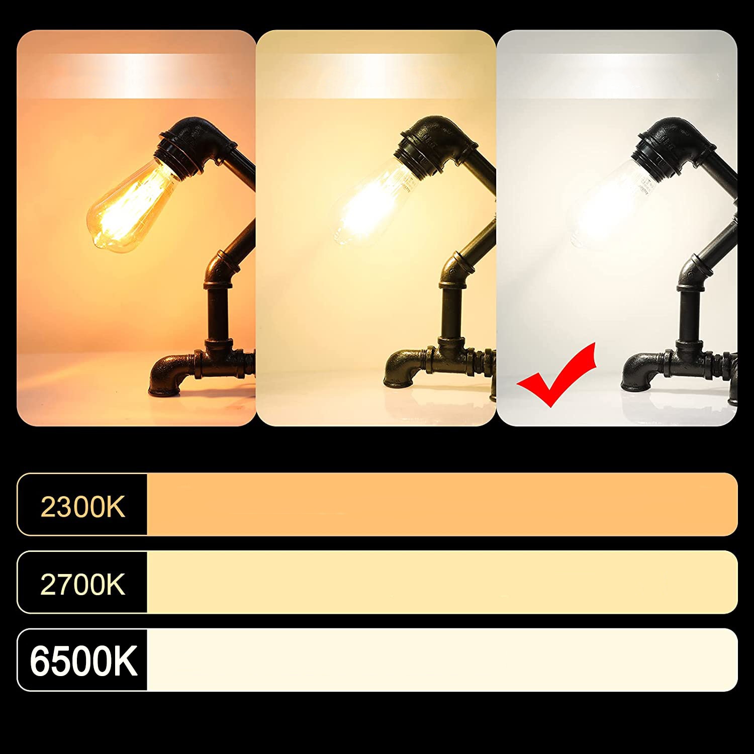 Set 6 becuri LED YWX Edison, 6W, Temperatura lumina 6500K, E27, Alb ...