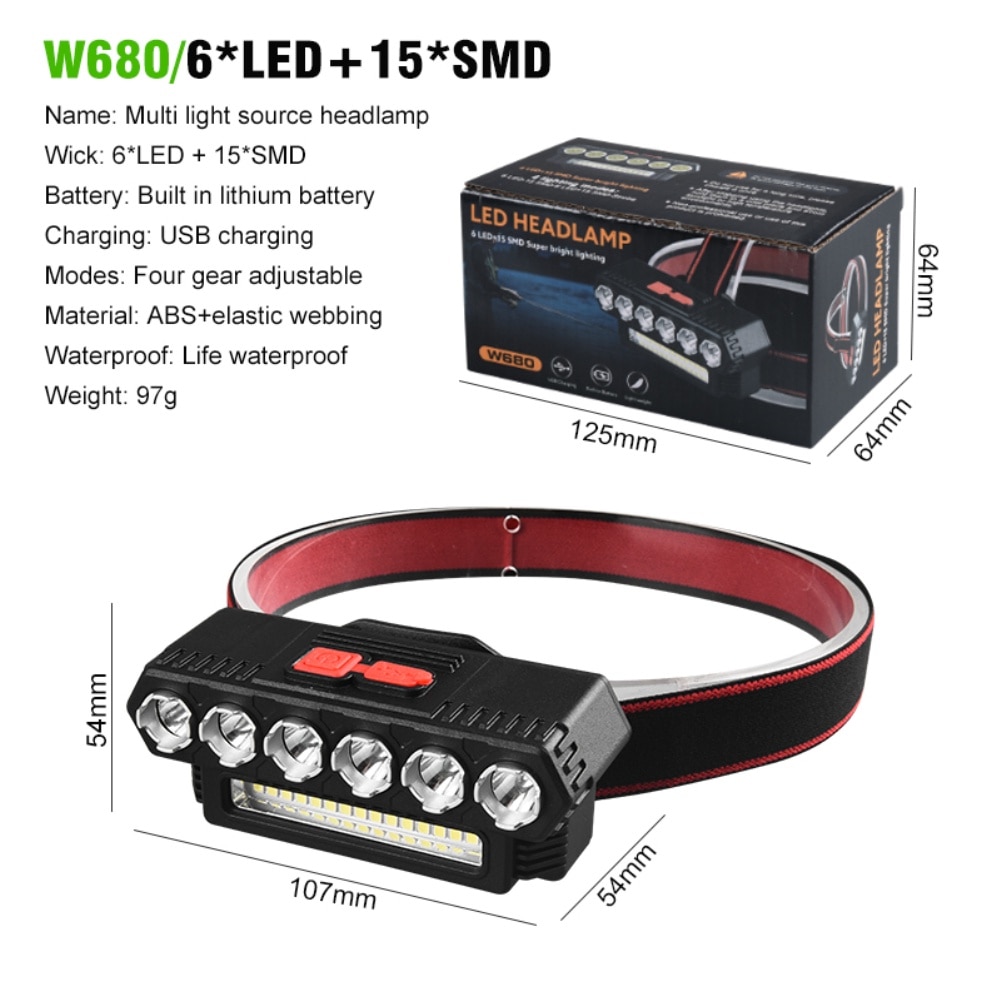 Lanterna cap 6 Leduri si Banda led - eMAG.ro