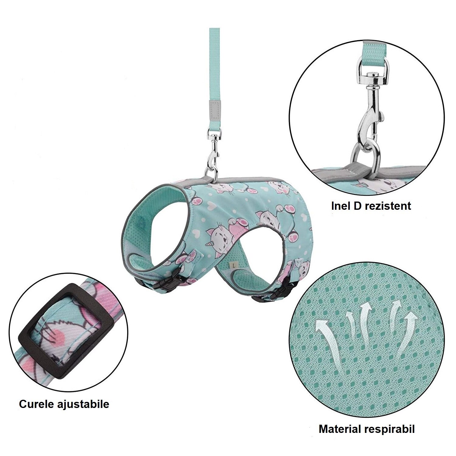 Set Ham si lesa pentru pisici, S, Addachic, Bleu - eMAG.ro