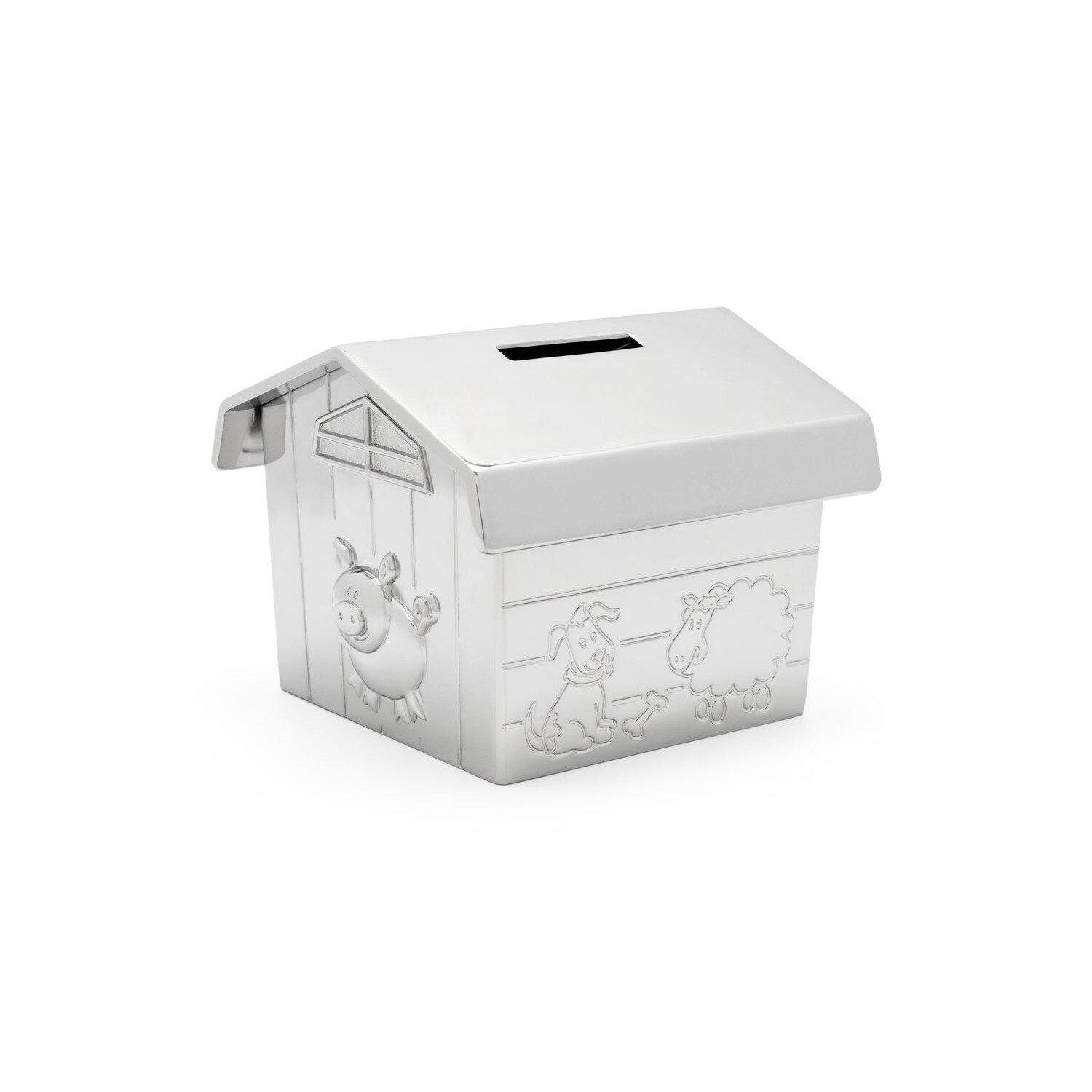 Pusculita pentru copii, forma cubica, casuta fermierului, metal, 8 cm ...