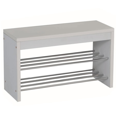 Bancheta pantofar DacEnergy©, realizata din MDF si metal, cu 2 rafturi ...