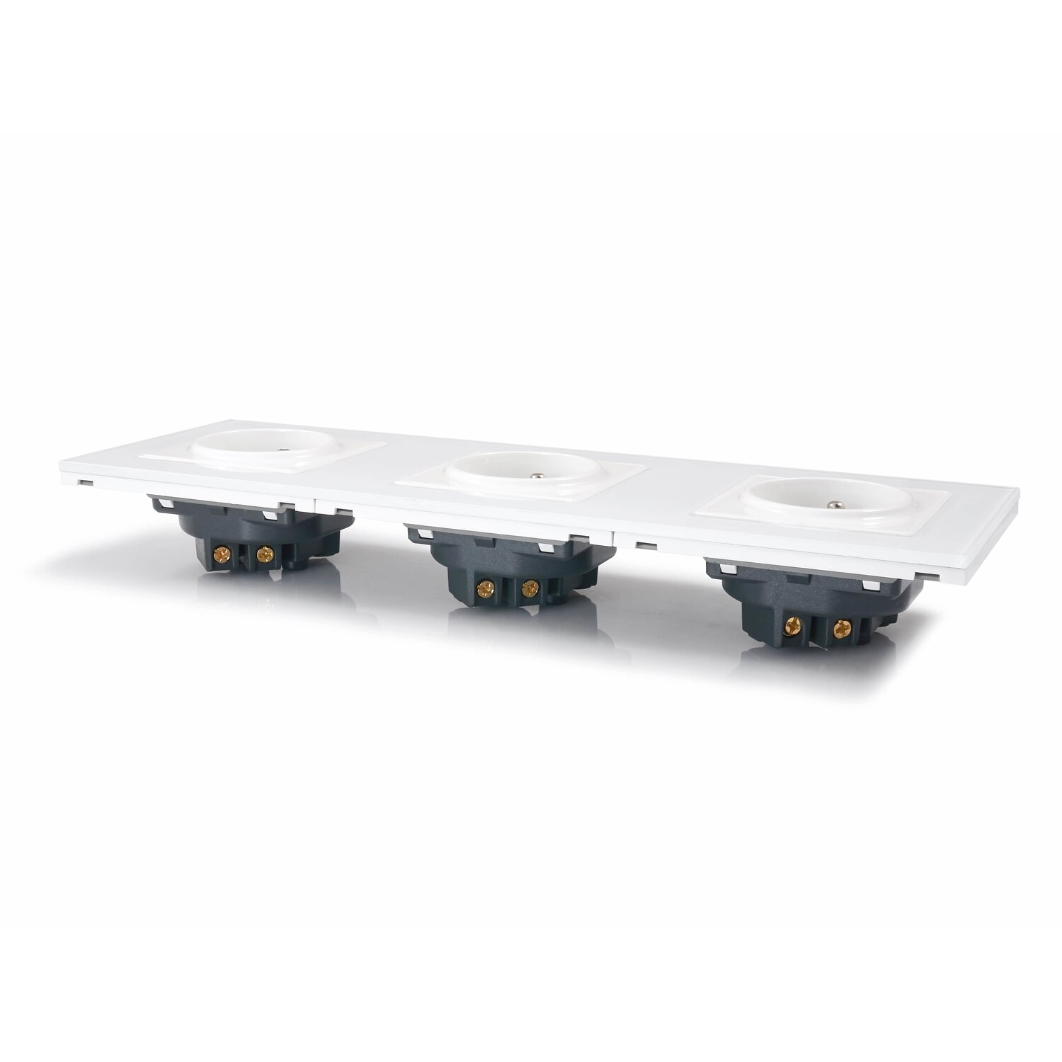 Priza electrica tripla cu impamantare, Lumenix, Sticla, 230V, 16A, Alb ...