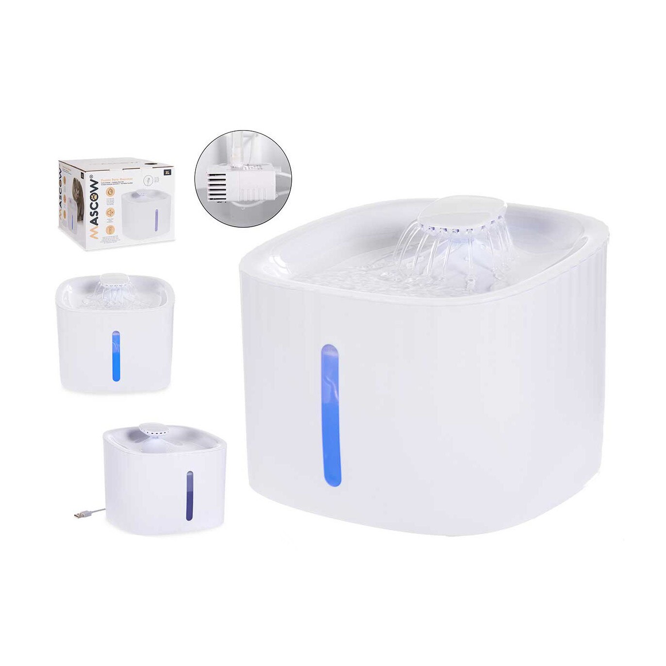 Dispozitiv apa pentru animale de companie, 19,5 x 19,5 x 15,2 cm, Alb ...