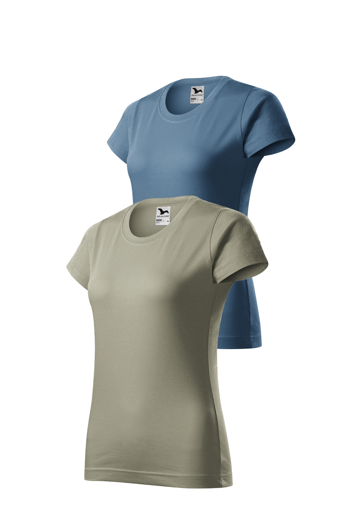 Set 2 tricouri de dama, Malfini, Bassic New, Kaki deschis/Denim, L ...