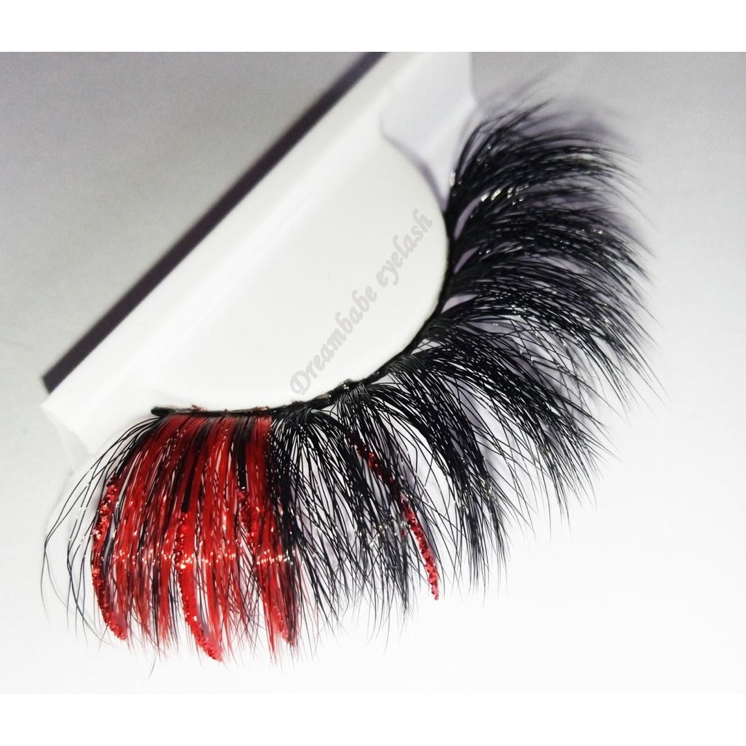 Gene False Extra volum cu Suvite Colorate Rosu si Glitter ...