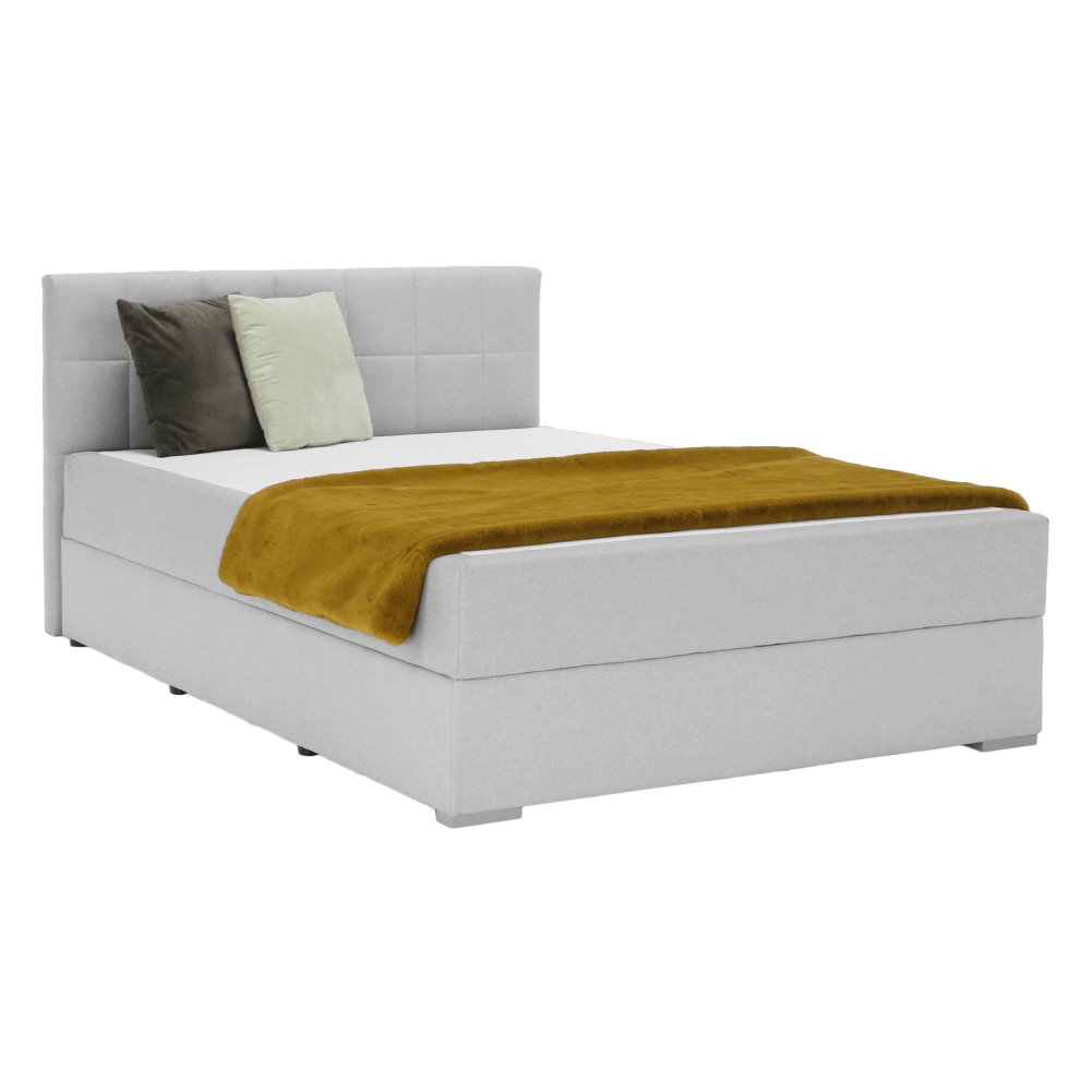 Pat boxspring gri Ferata 140x200 - eMAG.ro