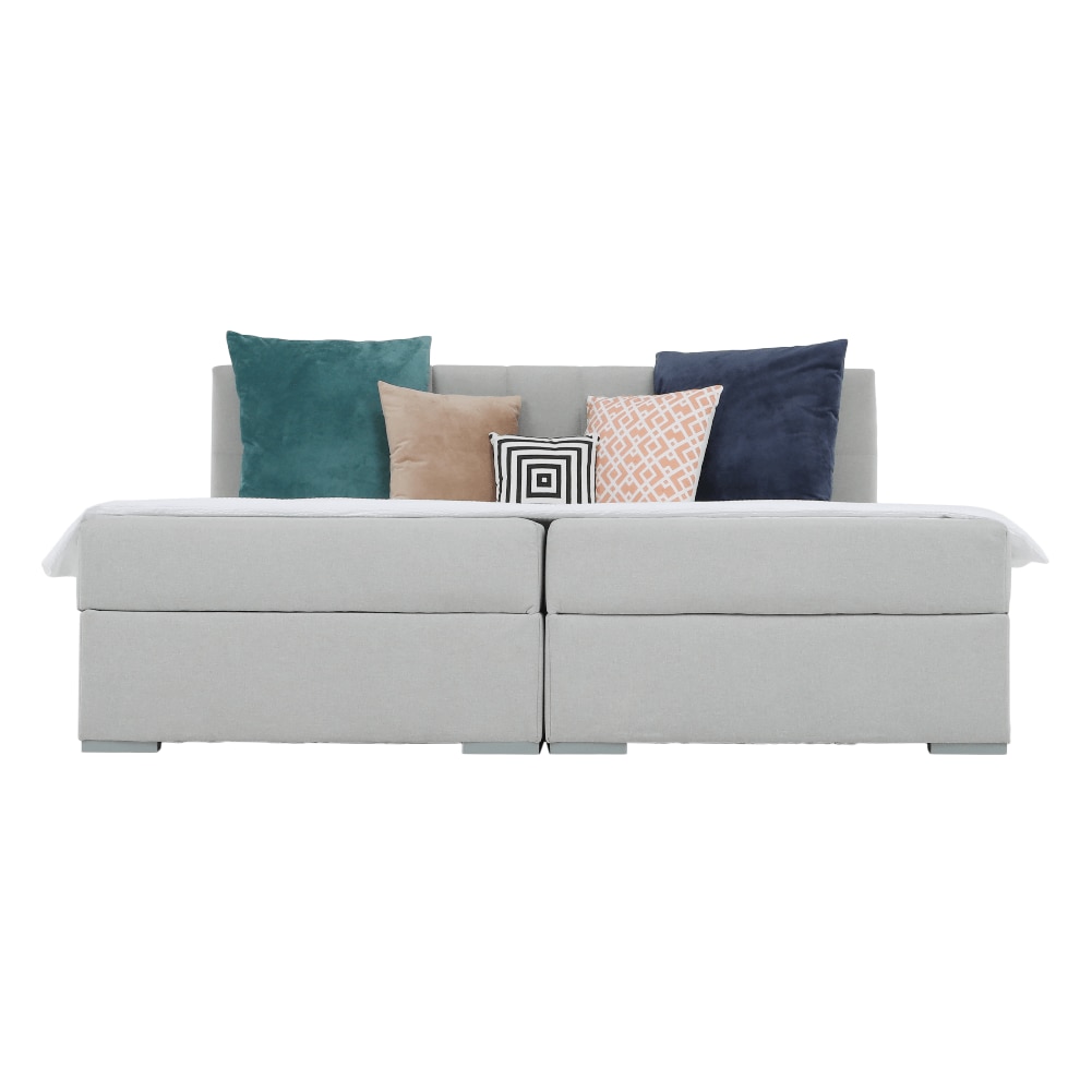 Pat boxspring tapiterie textil gri Ferata 160x200 cm - eMAG.ro