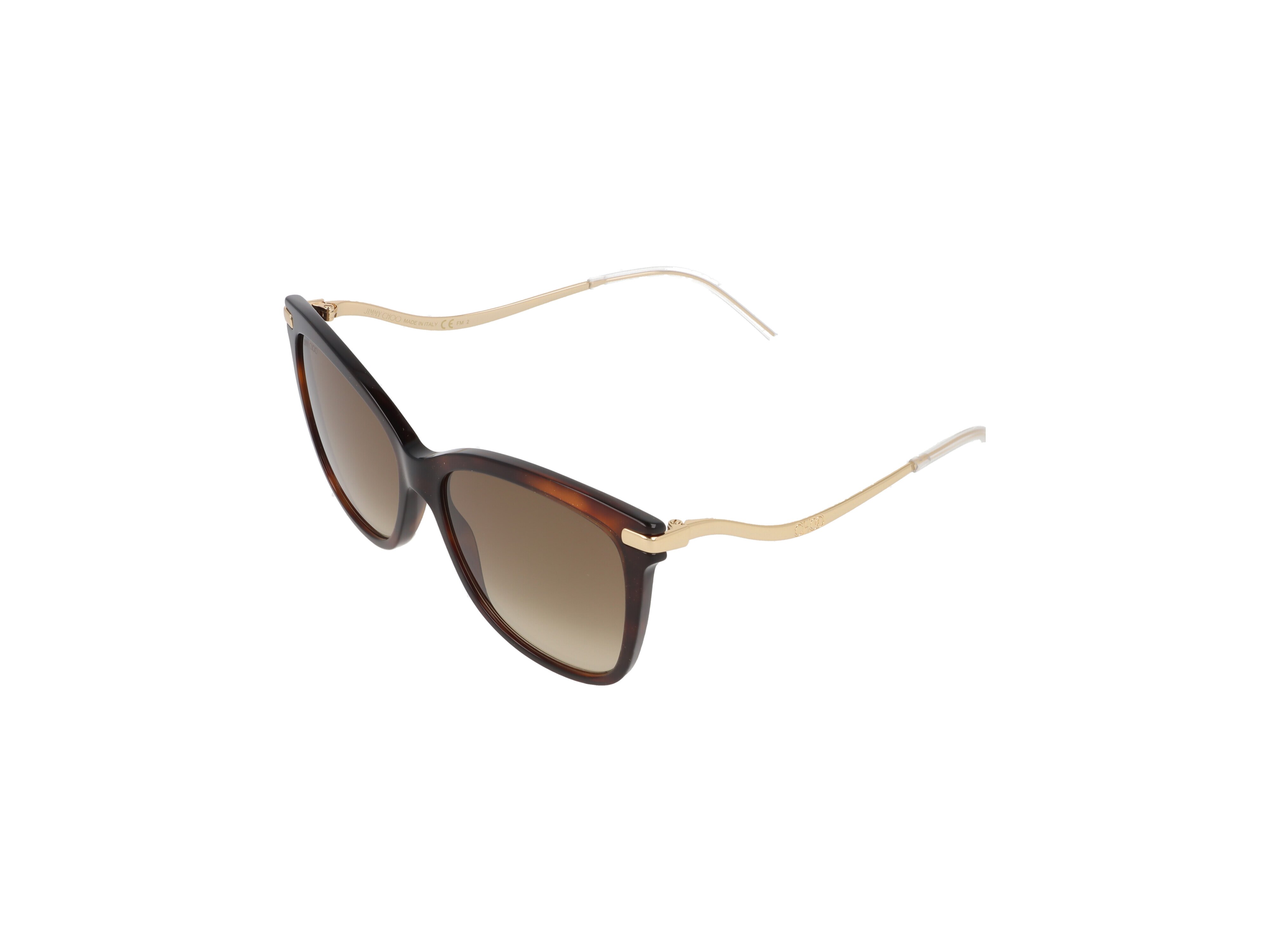 Jimmy Choo, Ochelari de soare cu rama metalica Steff, Auriu, Coniac, 55 ...