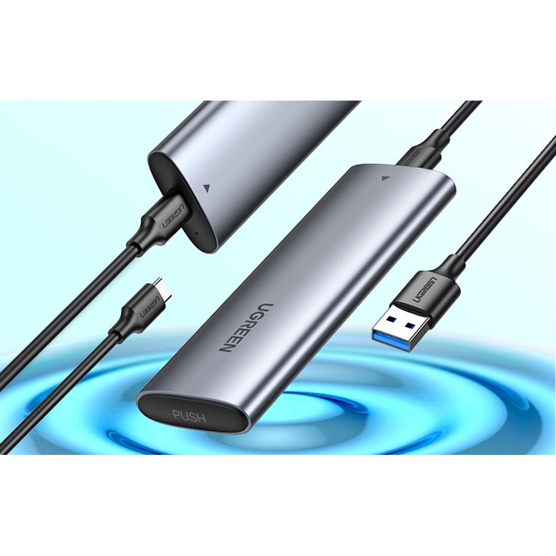 Ugreen Hard Drive Bay M.2 B-Key SATA 3.0 5Gbps Gray + cablu USB tip C ...