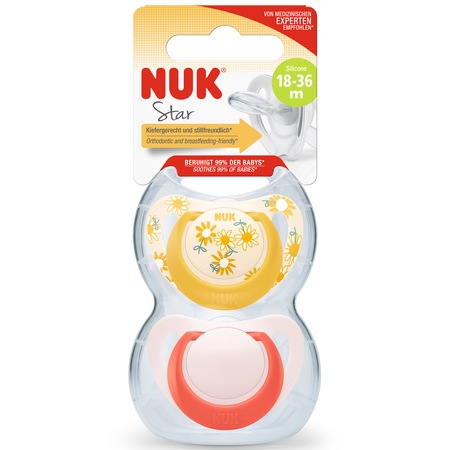 NUK STAR cumi készlet, szilikon, 18-36 hónapos, virág, 2 db - eMAG.hu