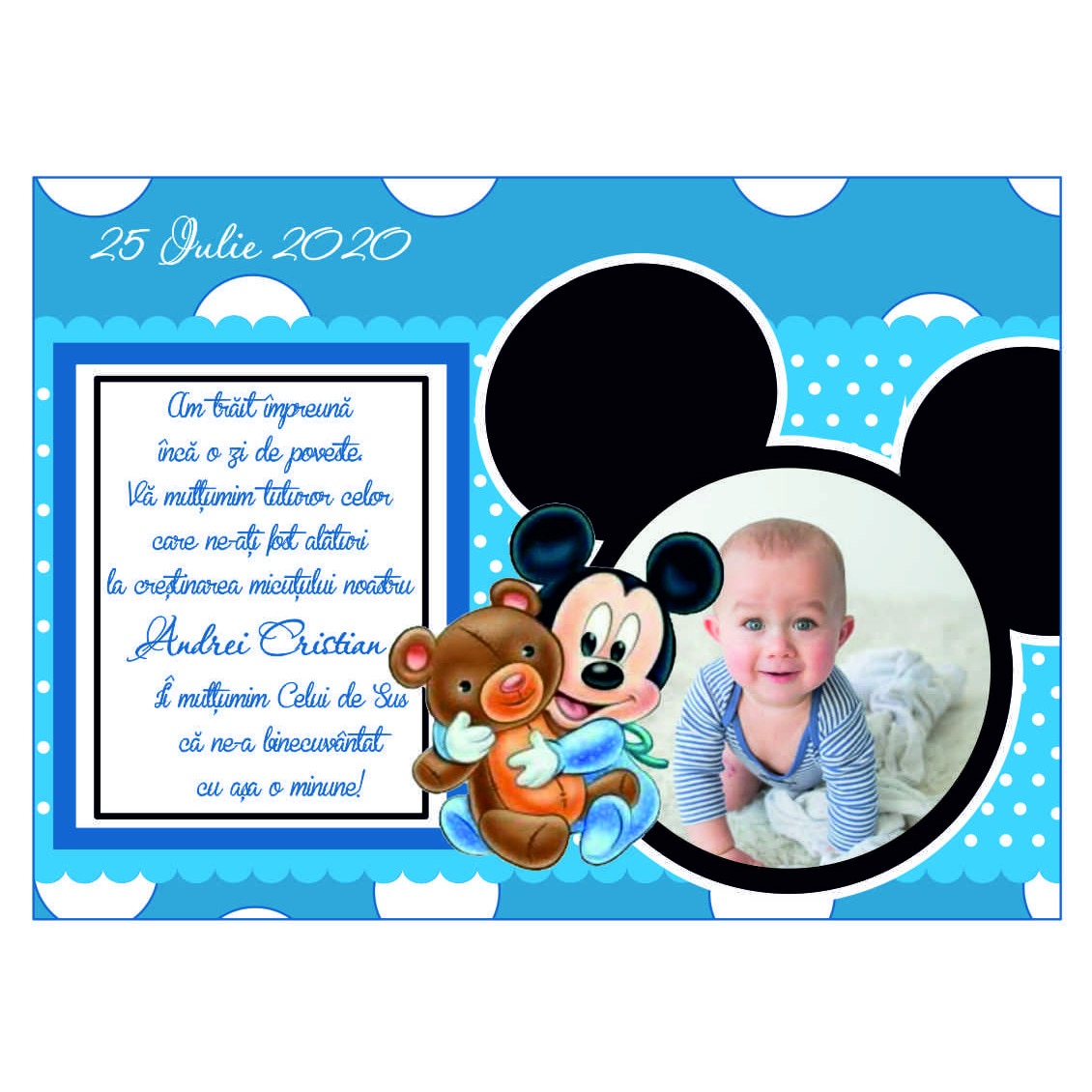 Marturie magnetica botez Mickey Mesaj multumire - eMAG.ro