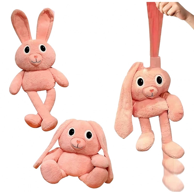 Jucarie de plus iepuras care se transforma in ursulet, 65 cm, Roz ...