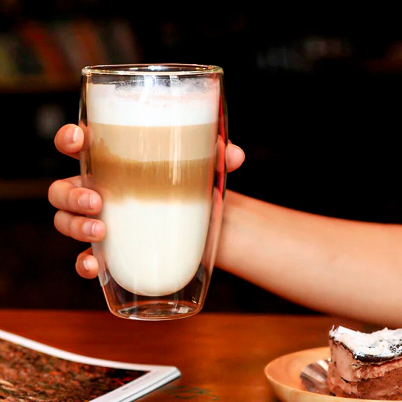 Pahar termo cafea si cappuccino cu perete dublu, sticla borosilicata ...