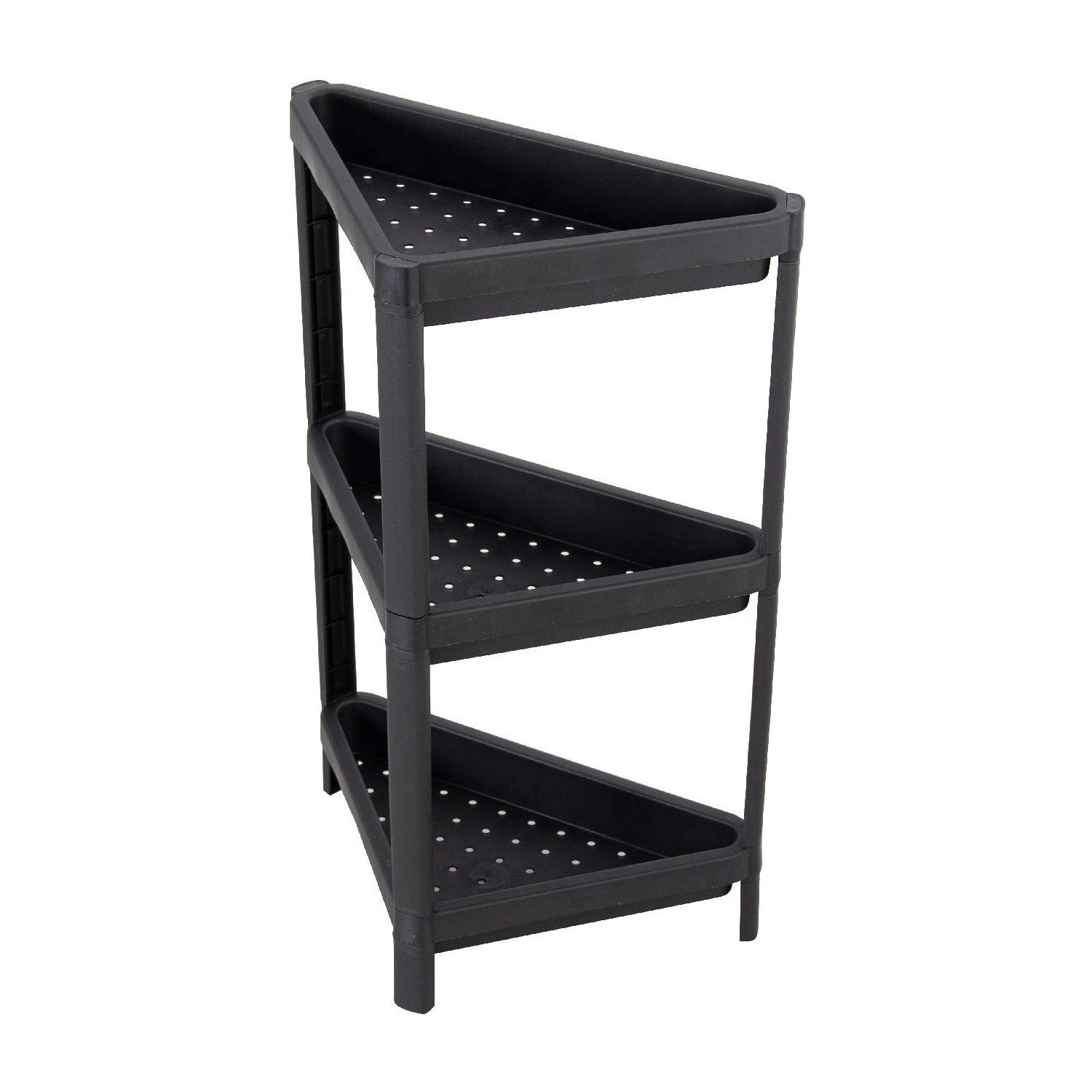 Raft multifunctional de colt cu 3 etajere, 33 x 33 x 71 cm, Negru - eMAG.ro