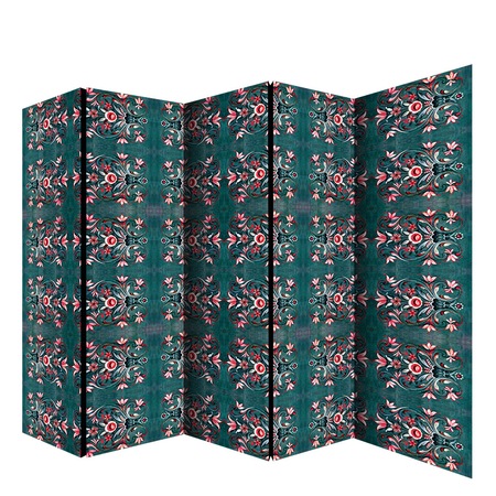 Paravan, Colors of Life, Lemn/Textil, 225 x 172 cm, 5 piese, Multicolor ...