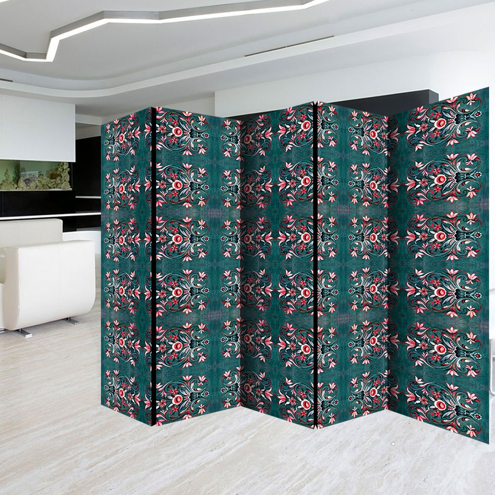 Paravan, Colors of Life, Lemn/Textil, 225 x 172 cm, 5 piese, Multicolor ...