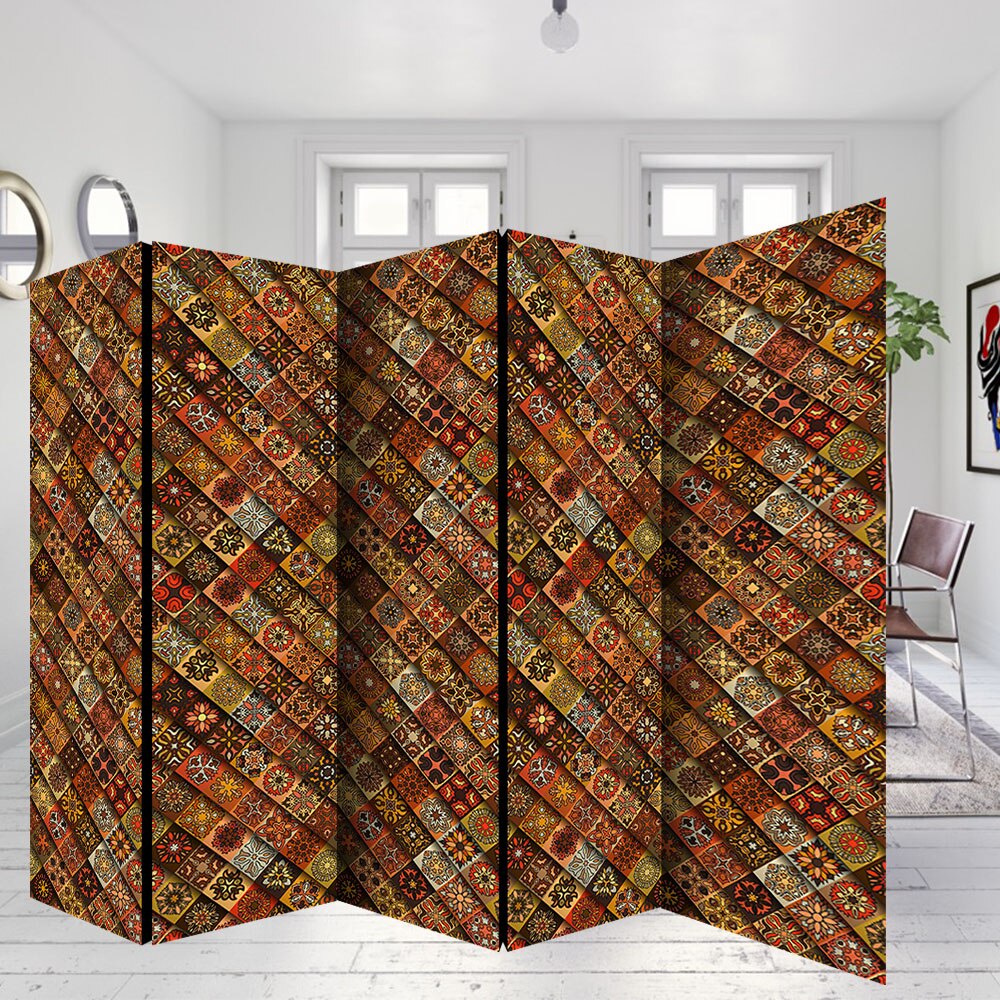 Paravan, Colors of Life, Lemn/Textil, 225 x 172 cm, 5 piese, Multicolor ...
