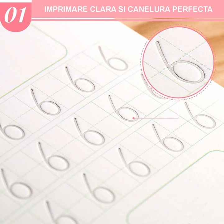 Set 4 caiete in limba romana cu stilou magic pentru scris si desenat ...