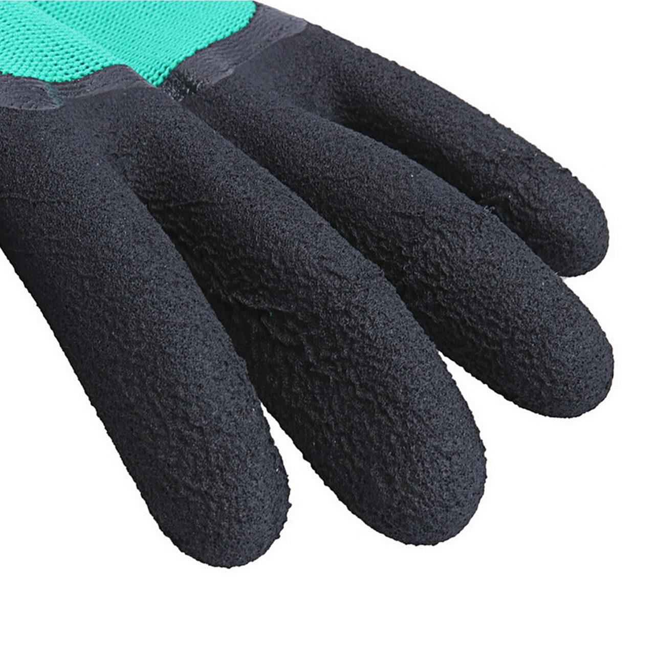 Manusi gradina cu 4 gheare, poliester, latex si ABS, negru si verde ...
