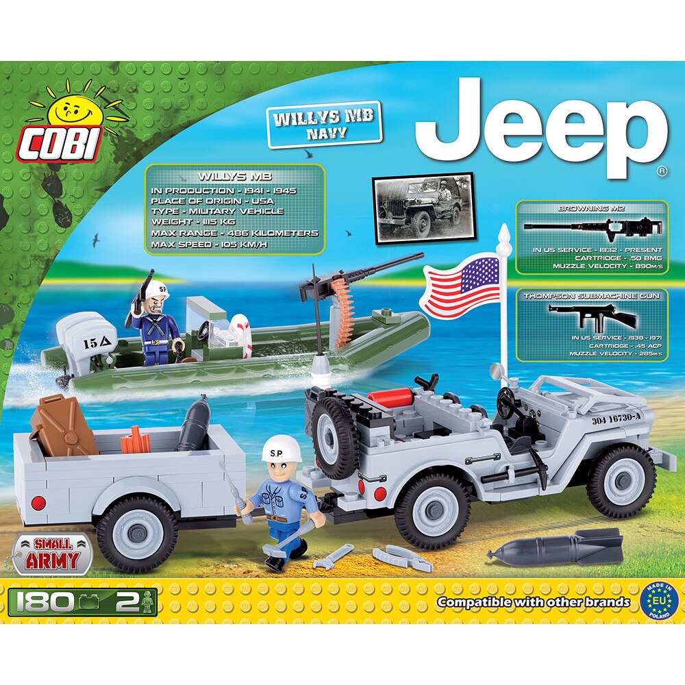 Set Constructie Cobi, Jeep,Jeep Willys MB US NAVY (180piese; 2fig ...