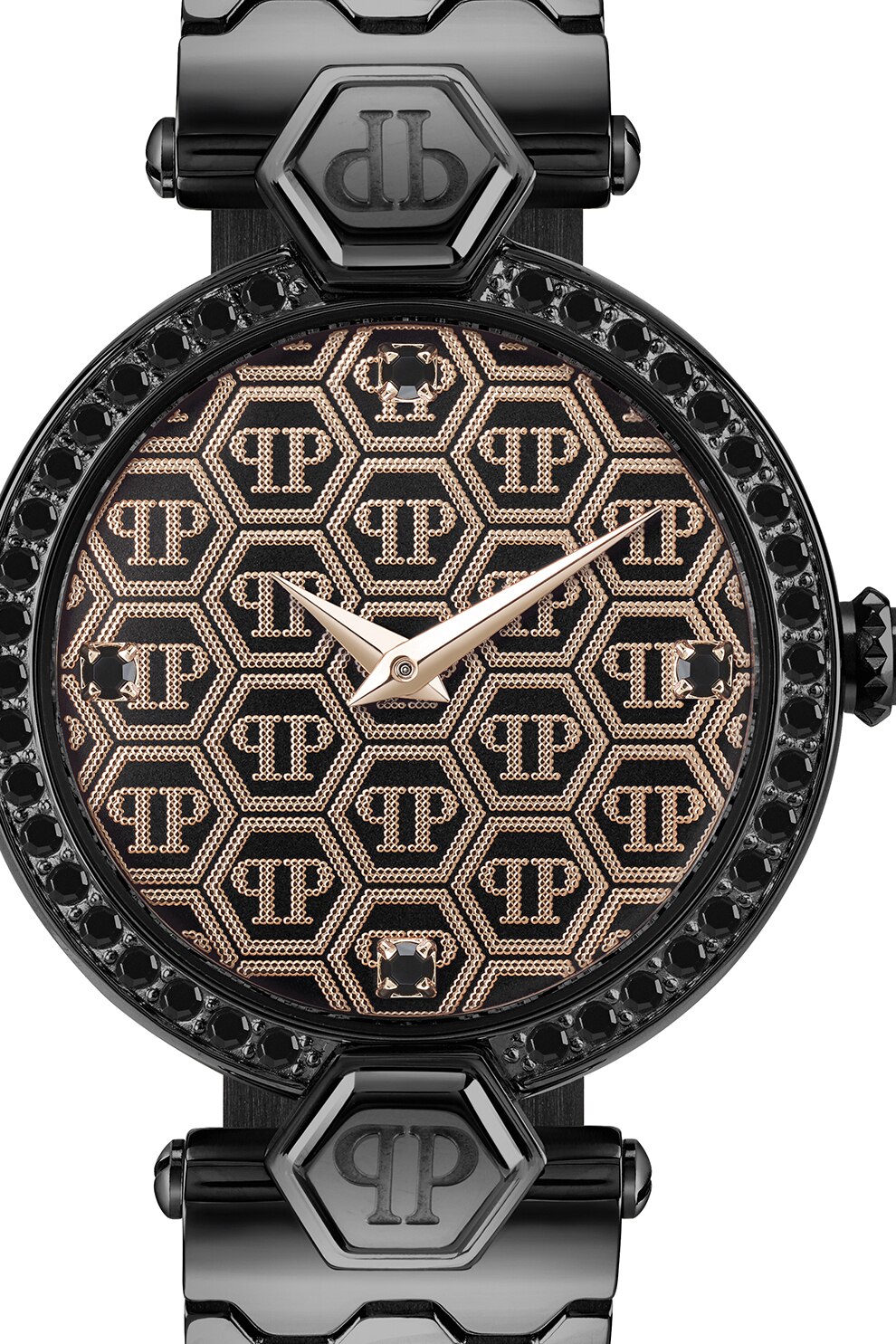Philipp Plein, Ceas de otel inoxidabil cu cadran cu monograma, Negru ...
