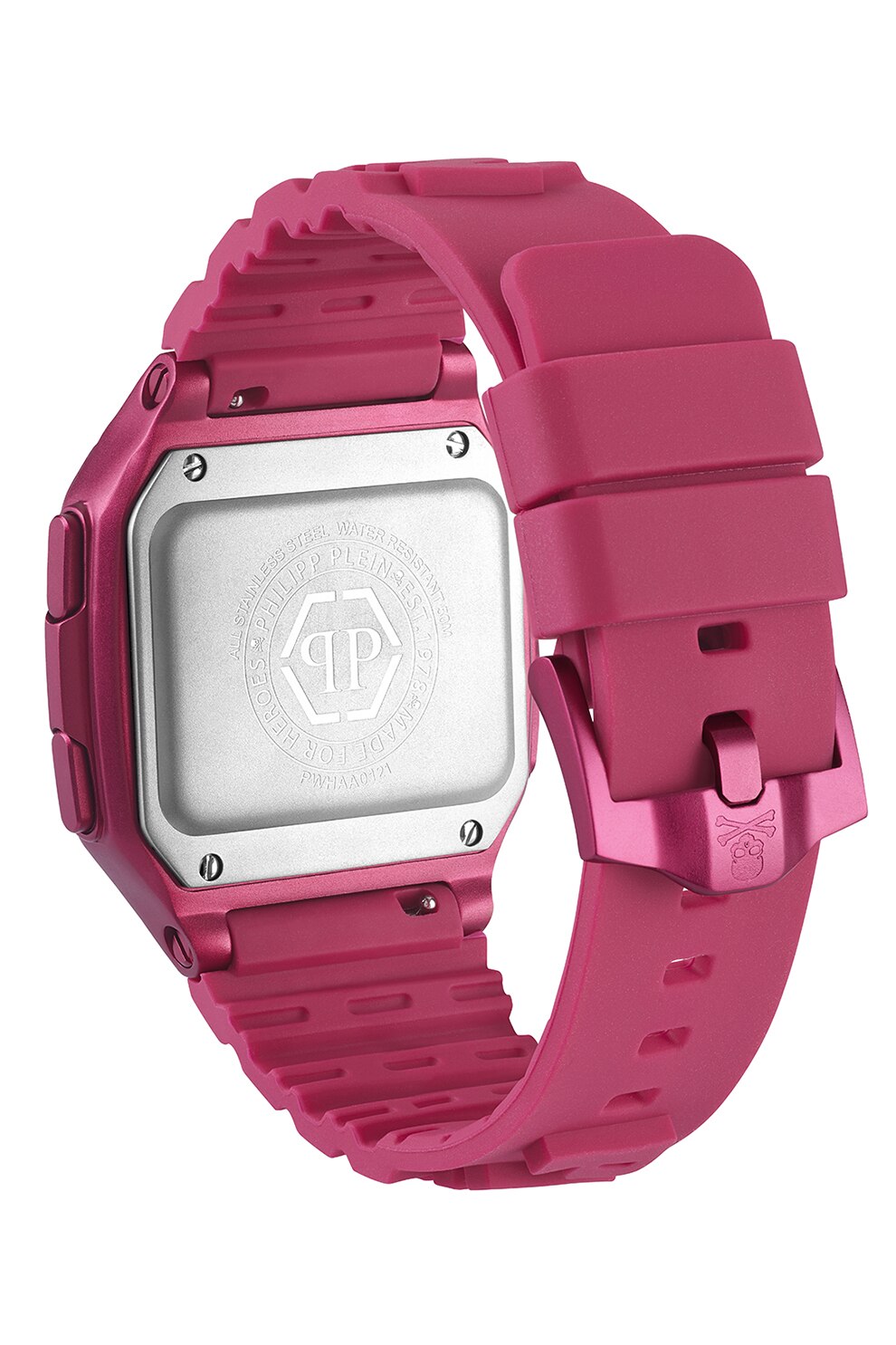 Philipp Plein, Ceas digital cu o curea de silicon, roz zmeuriu - eMAG.ro