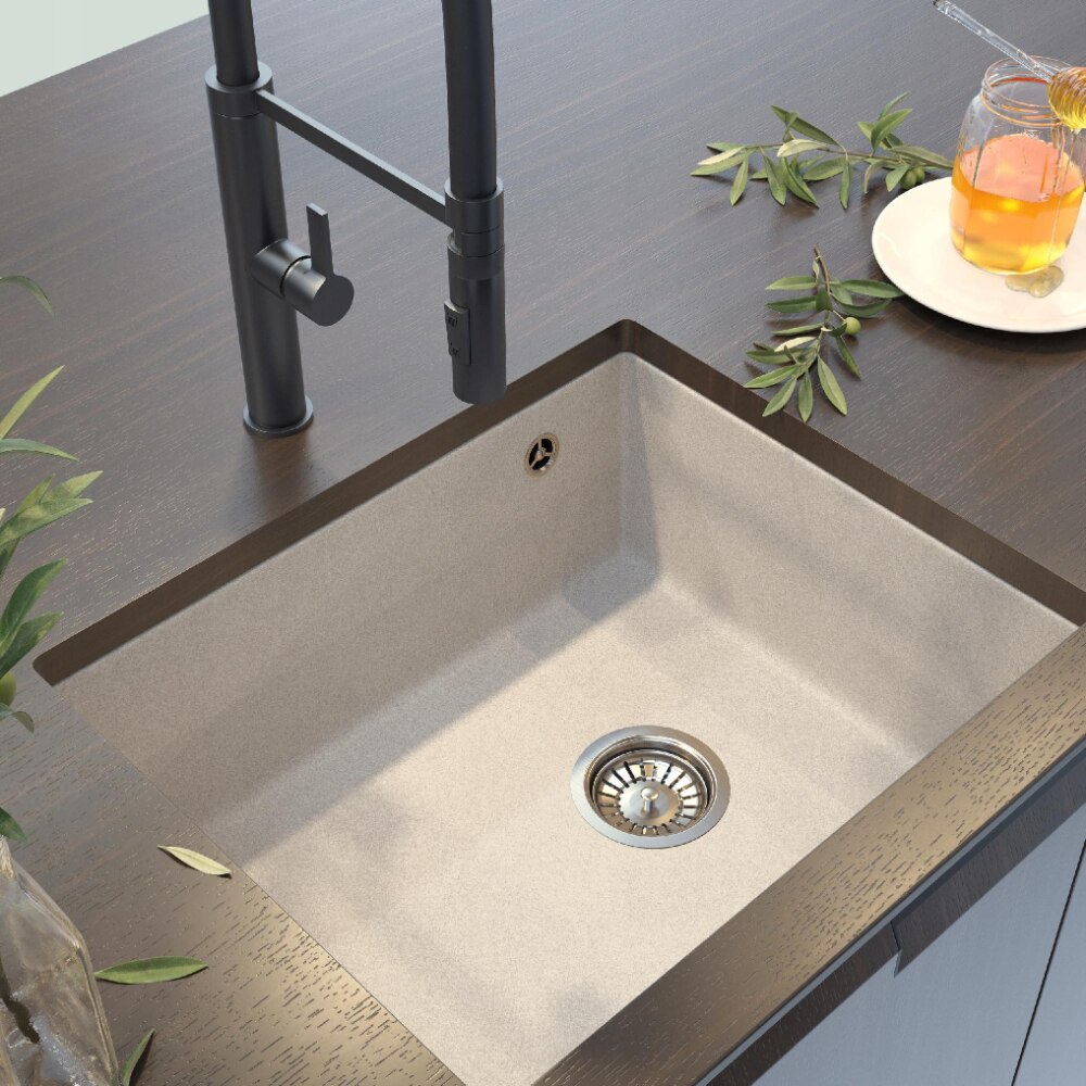 Set chiuveta suspendata si baterie Salix, Granitan, 560 x 460 mm ...